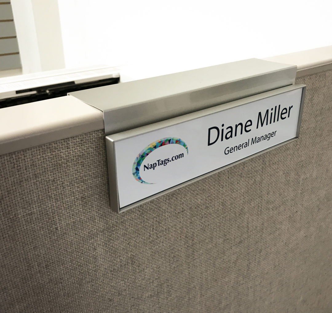 Cubicle Name Plate Sign Holder Frames, 8" or 10" - NapNameplates.com